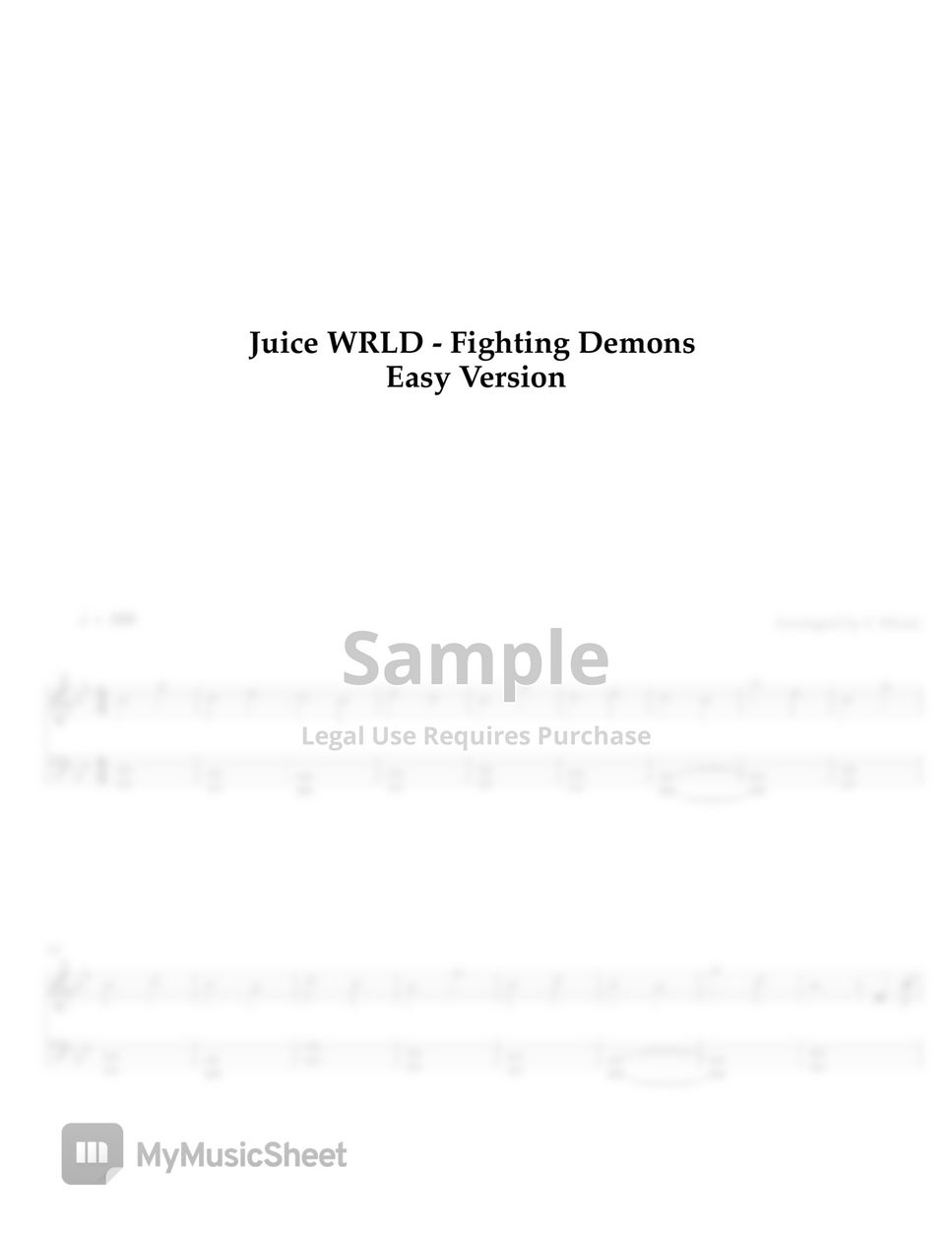 Juice WRLD - Fighting Demons (Easy Version) 악보 by C Music