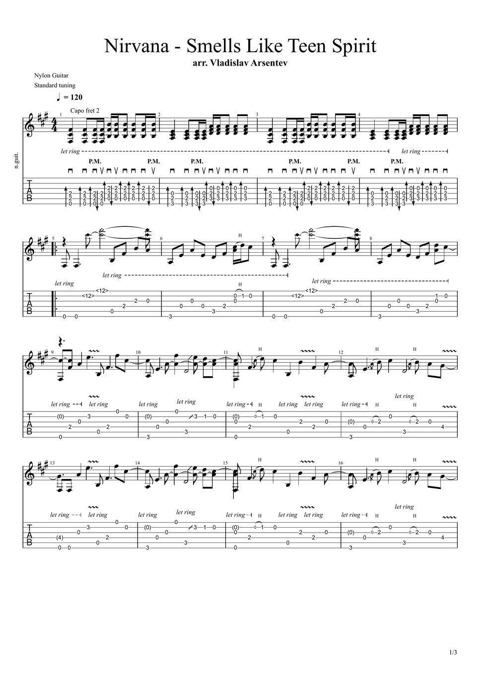 Nirvana - Smells Like Teen Spirit Sheet by Vladislav Arsentev