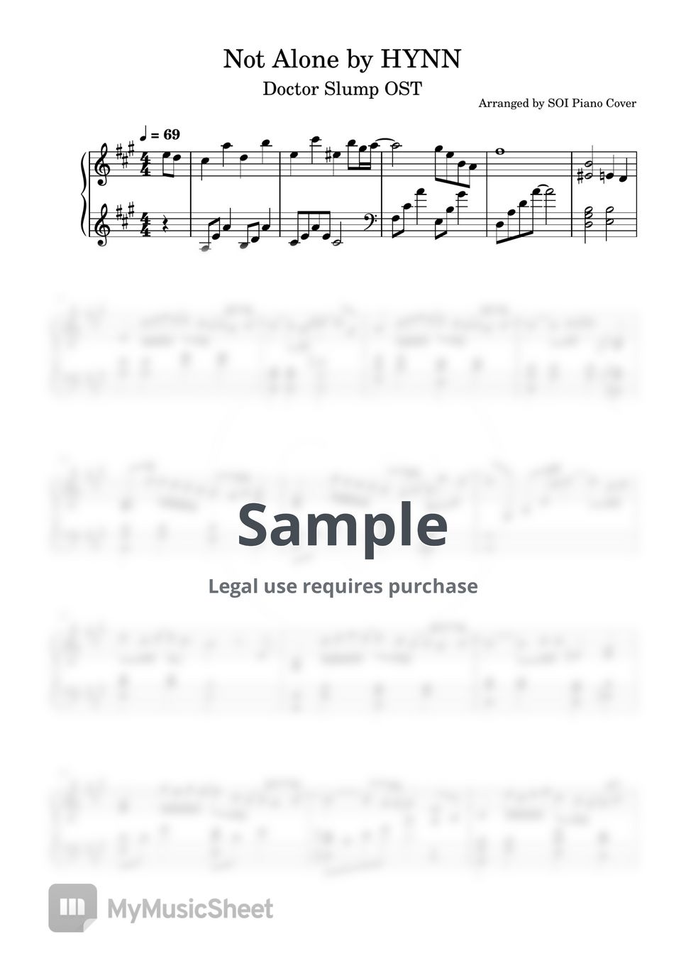 [Doctor Slump OST] HYNN - Not Alone (Solo Piano) Sheet Music by SOI Piano Cover