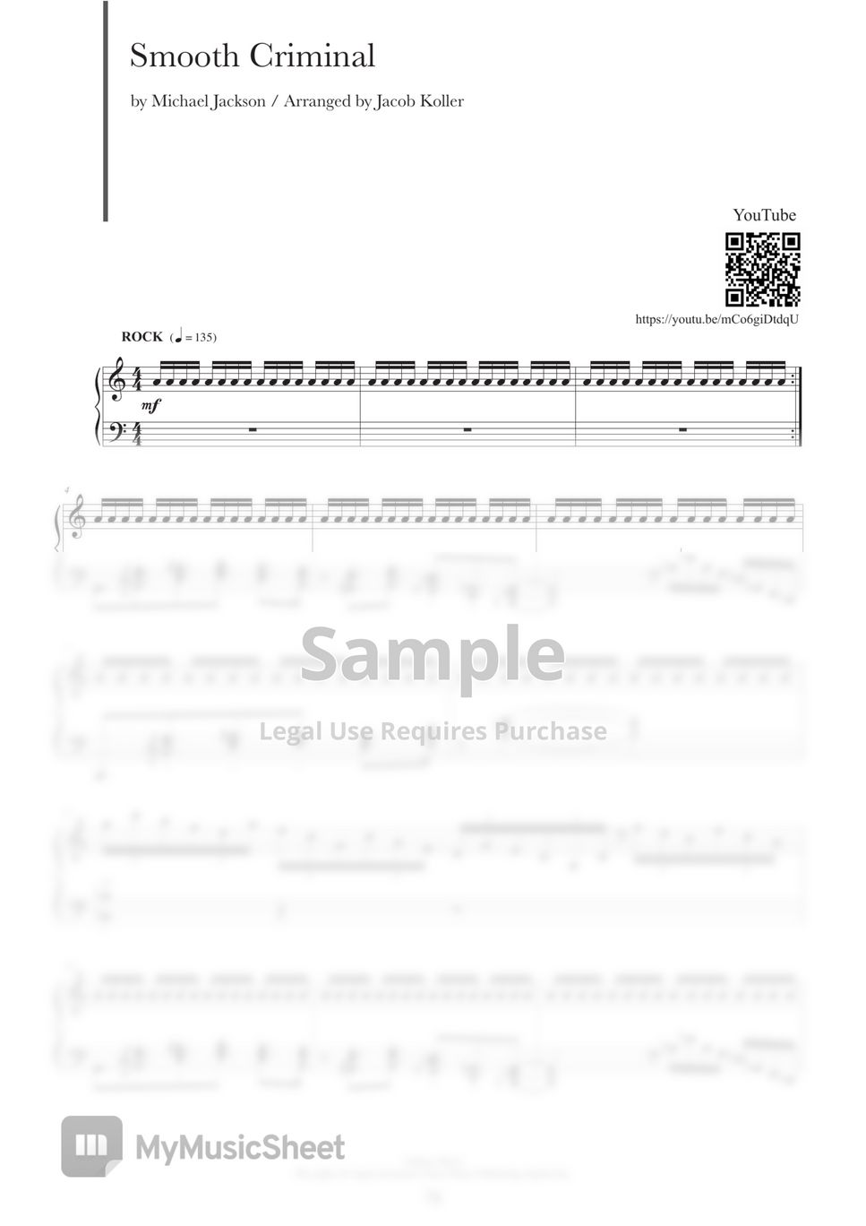 Michael Jackson - Smooth Criminal Sheets by Jacob Koller