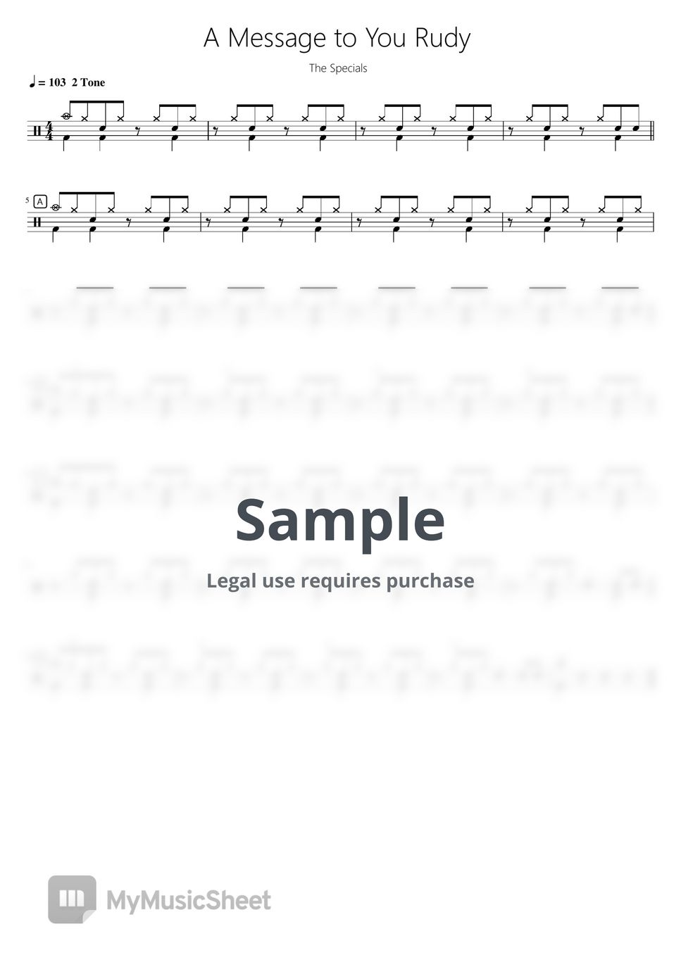 The Specials - A Message to You Rudy【Rock school Drum 2024 Lv1】 Drum ...