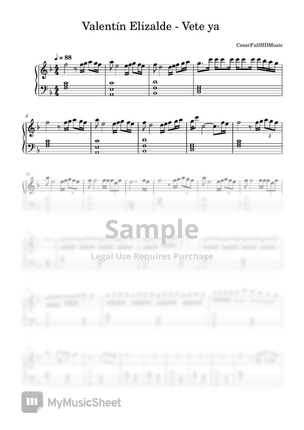 Valentín Elizalde - Vete Ya Sheet Music