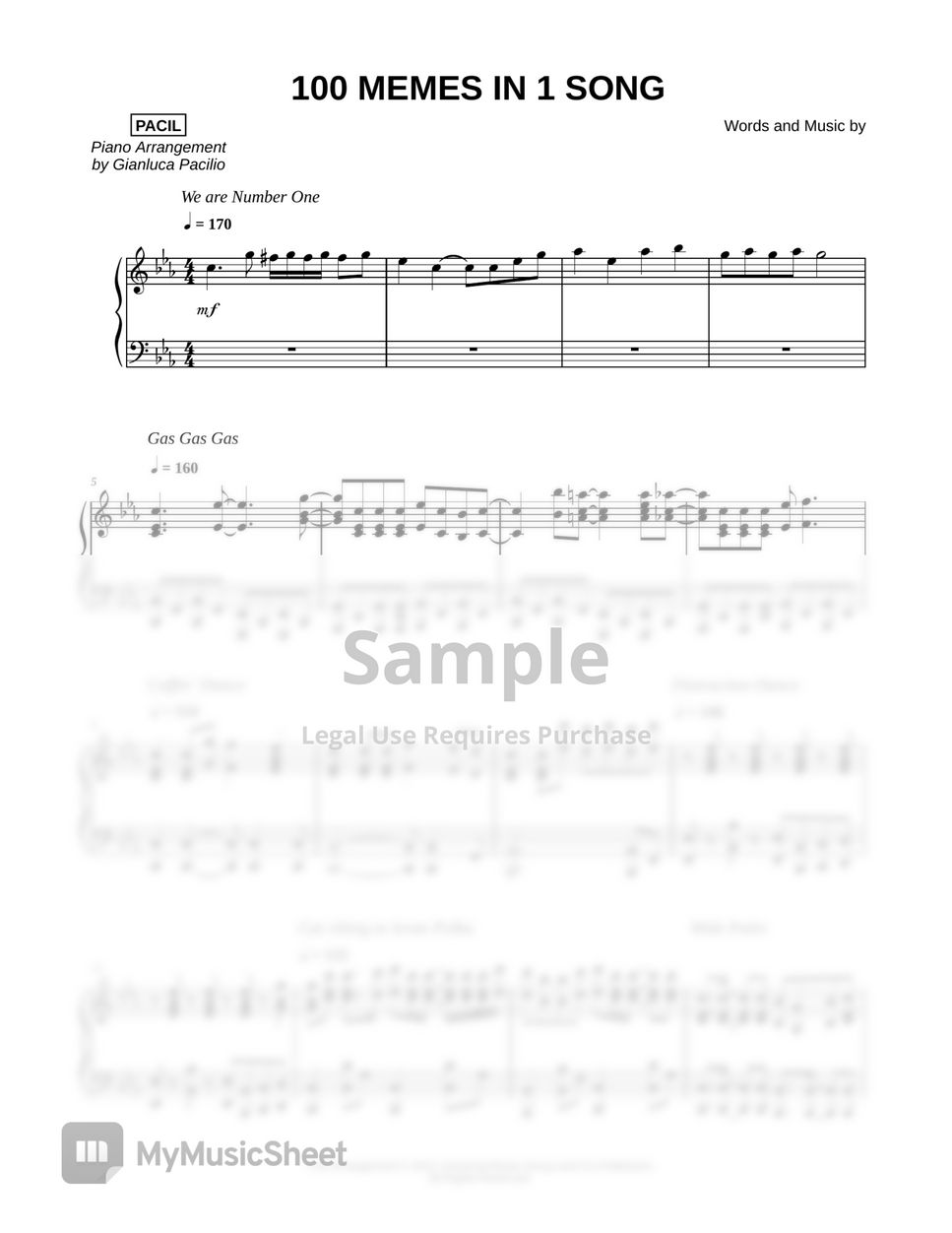 PACIL - 100 MEMES in 1 SONG (in 10 minutes) Partitur