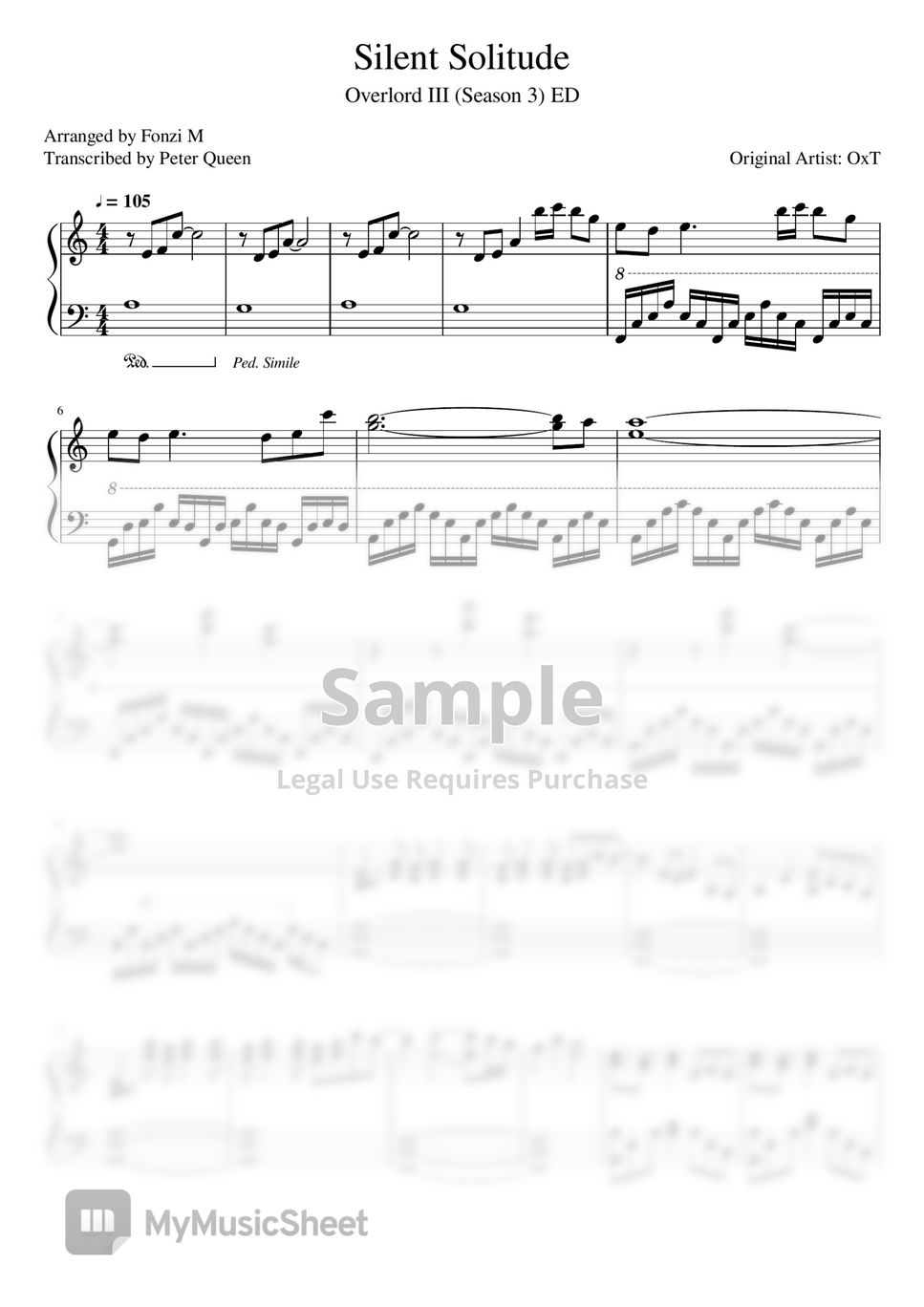 OxT - Overlord III (Season 3) ED - "Silent Solitude" Sheets by Fonzi M