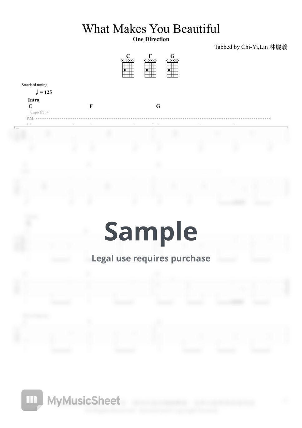 One Direction - What Makes You Beautiful Sheets by Chi-Yi,Lin林慶義