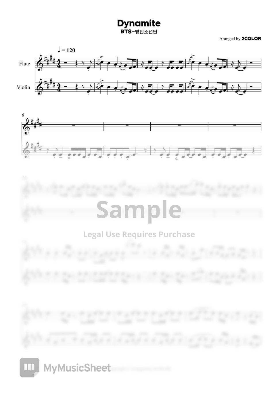 BTS 방탄소년단 - Dynamite 다이너마이트 Sheets by 2COLOR