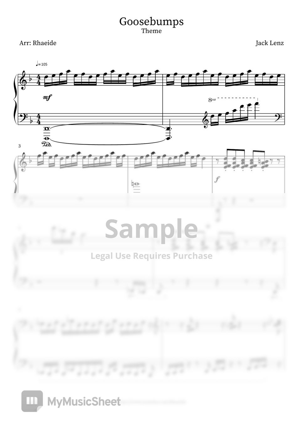 Goosebumps - Theme Song (Jack Lenz) Sheet Music by Rhaeide