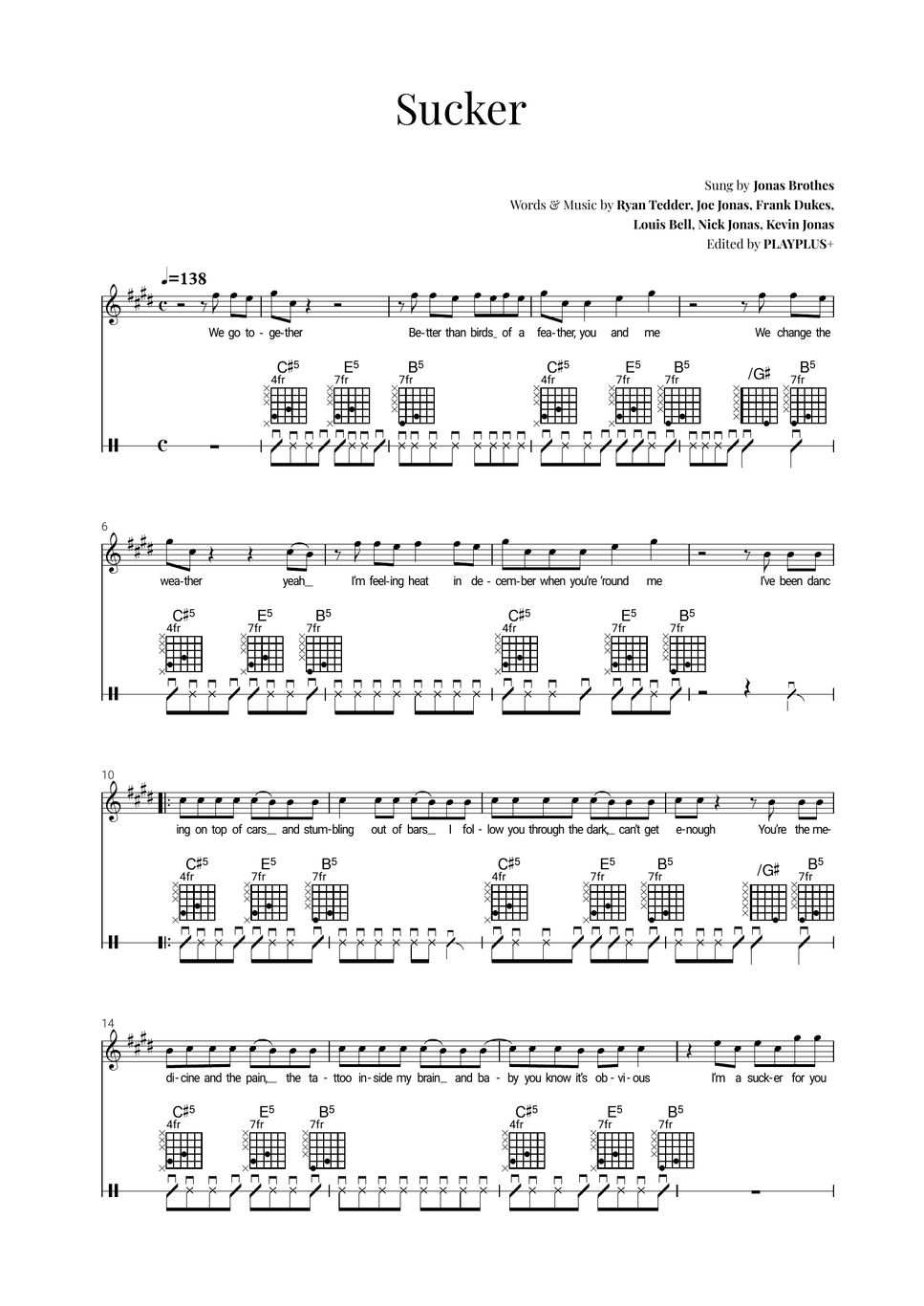 Sucker _ Jonas Brothers Sheet