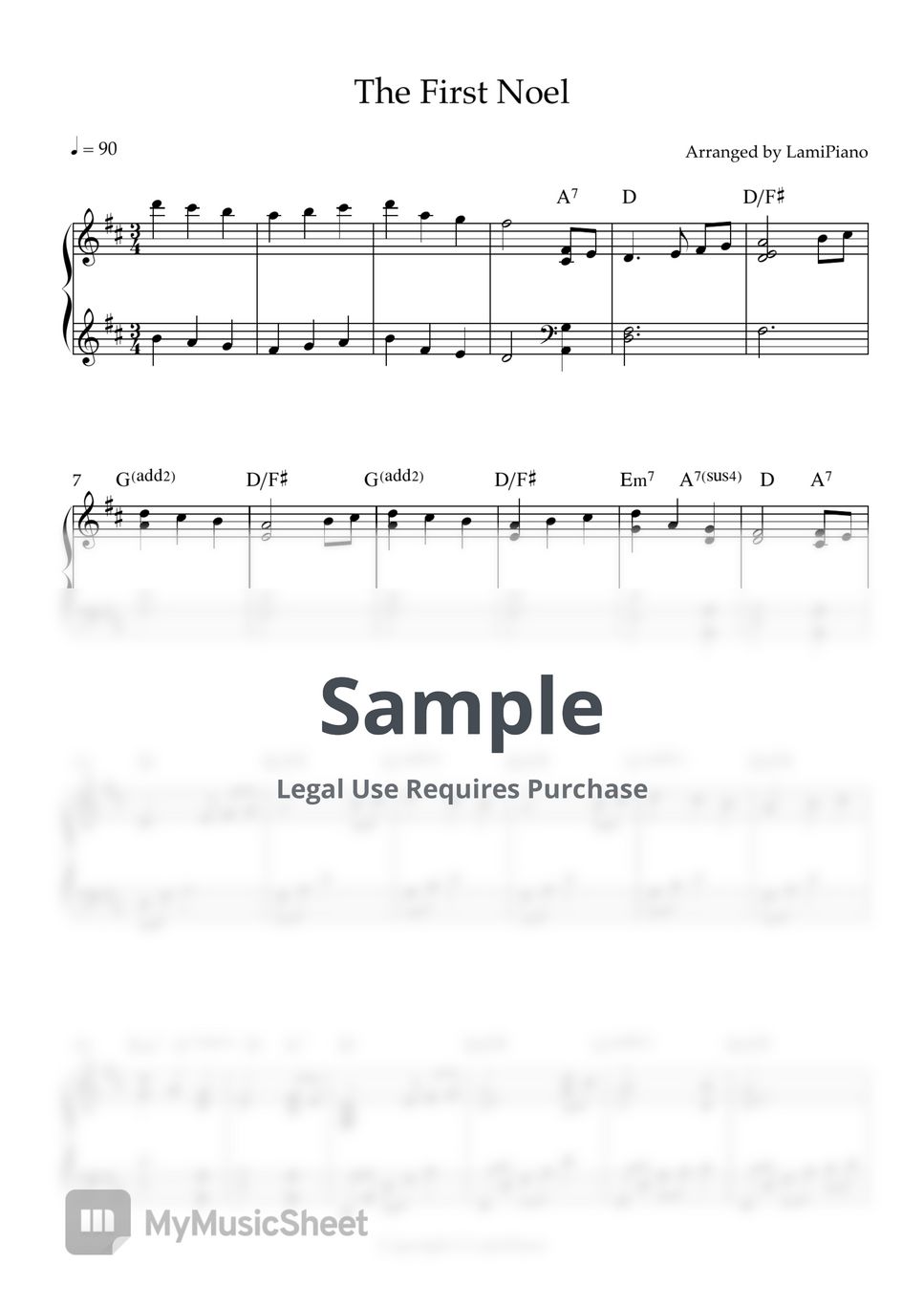 The First Noel (Carol / Christmas/solo piano/chords) Sheets by LamiPiano