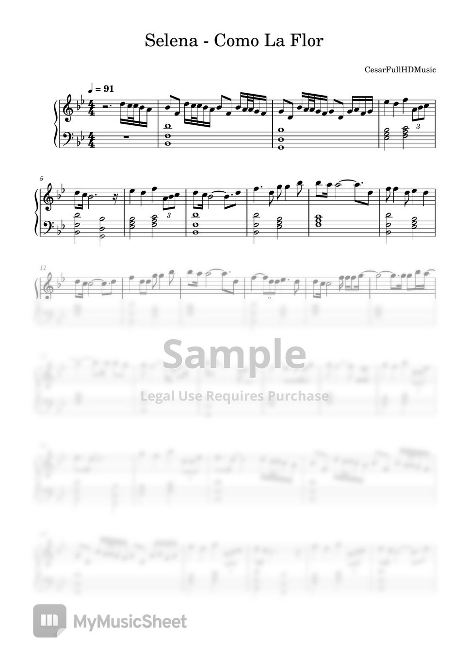 Selena - Como La Flor Sheets