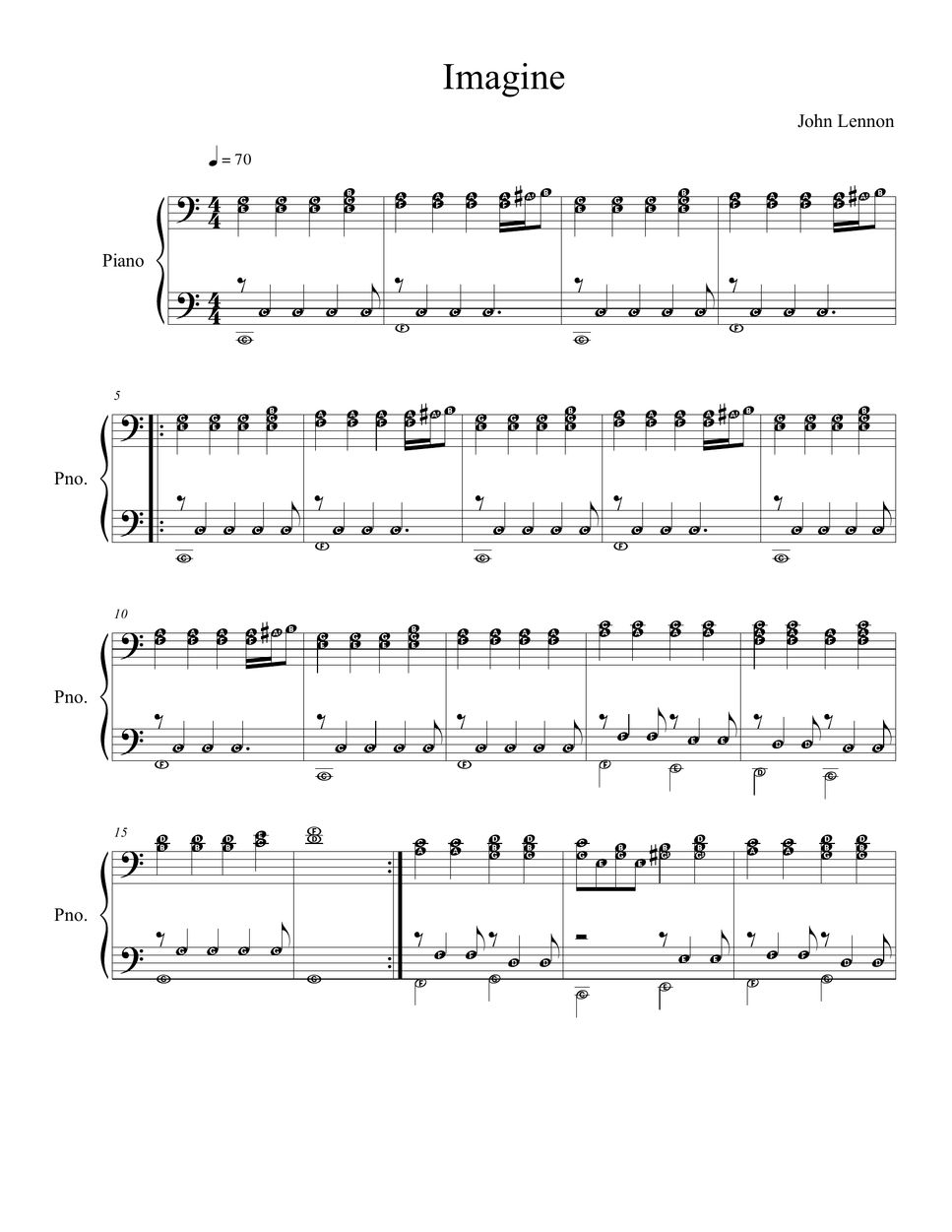 John Lennon - Imagine Sheet