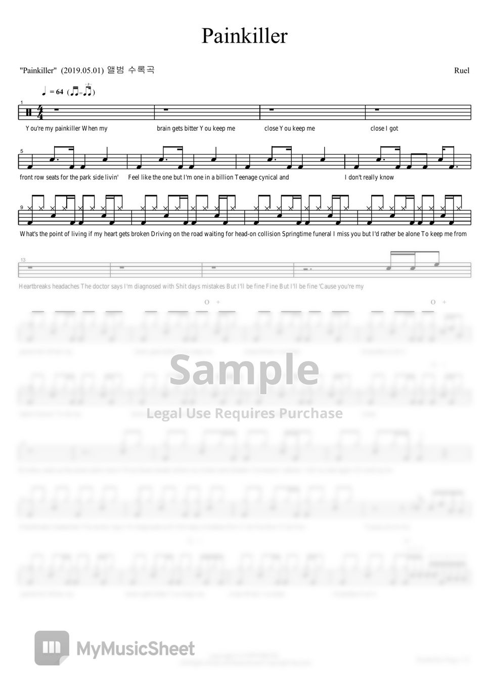 Ruel - Painkiller Sheet Music by COPYDRUM