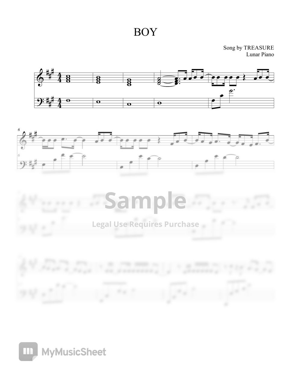 TREASURE - BOY Sheets by Lunar Piano