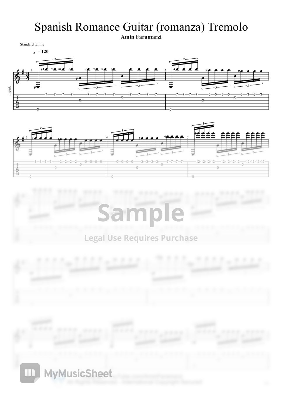 Anonymous - Spanish Romance Guitar ( romanza ) Tremolo Partitura by ...