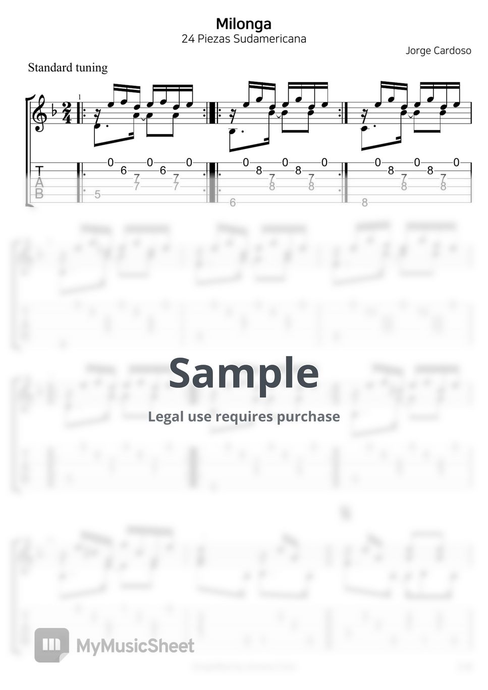 Jorge Cardoso - Milonga (클래식기타 연주곡) Tab + 1staff by Jeremy Choi