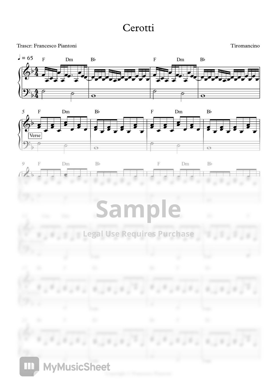 Tiromancino - cerotti (spartito pianoforte) Sheet Music by Francesco ...