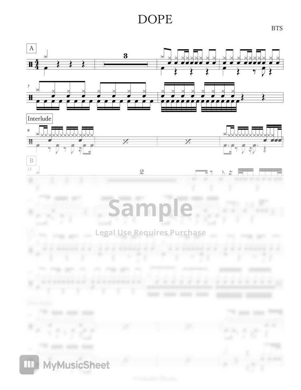 BTS - DOPE نوتة by Arkadia Drums