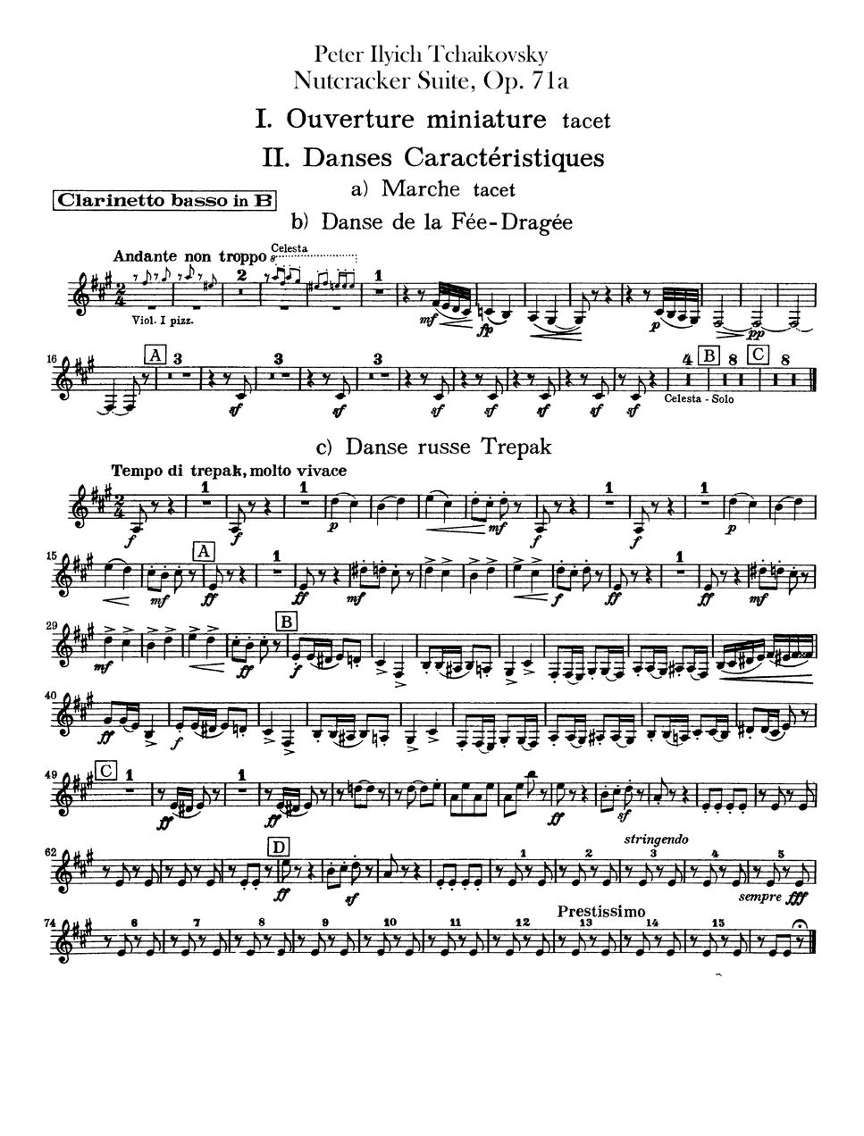 P.I.Tchaikovsky - The Nutcracker (B. Cl.) Sheets by Original Sheet