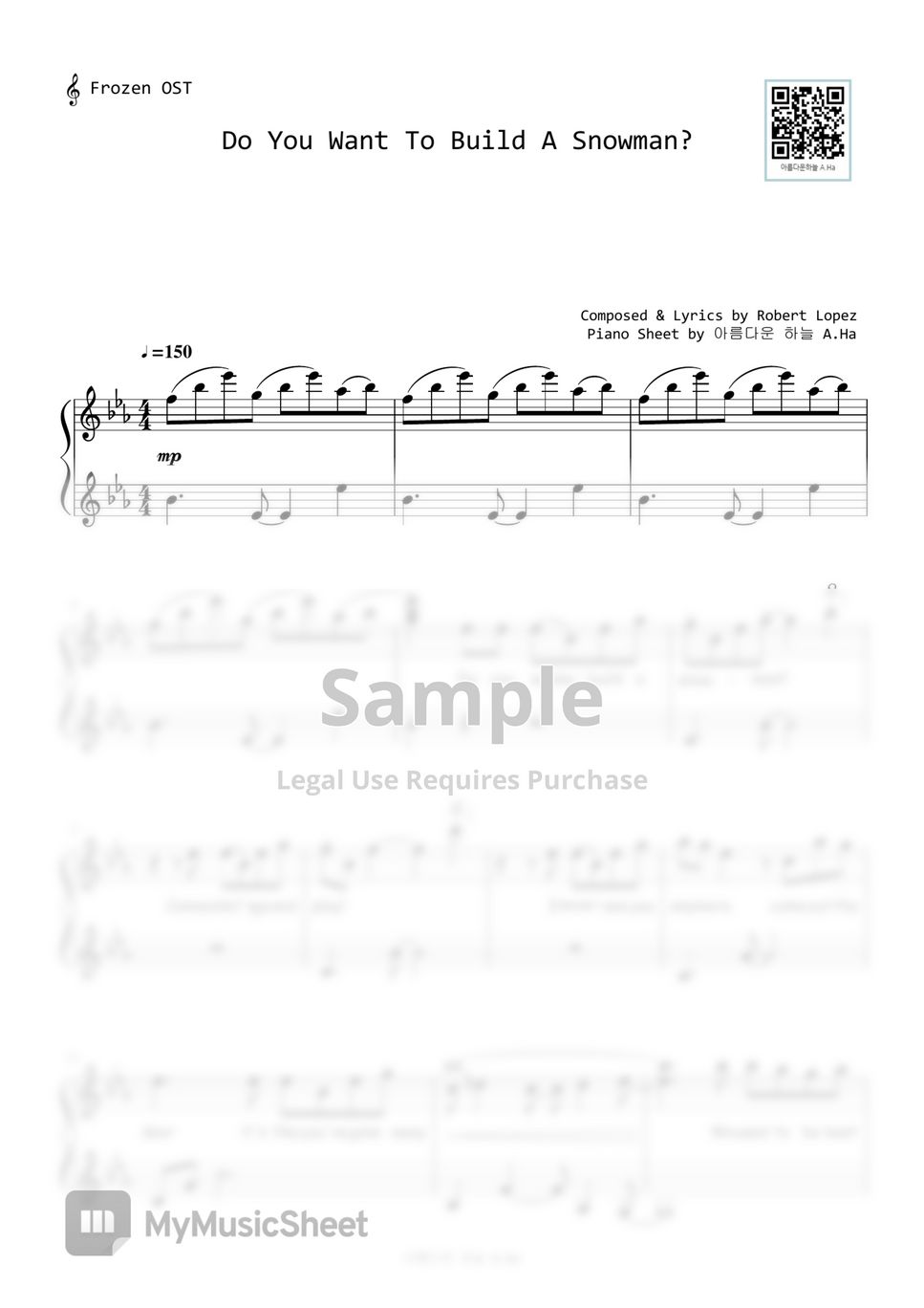 Frozen OST - Do You Want To Build A Snowman? (Eb Key) Sheets by A.Ha
