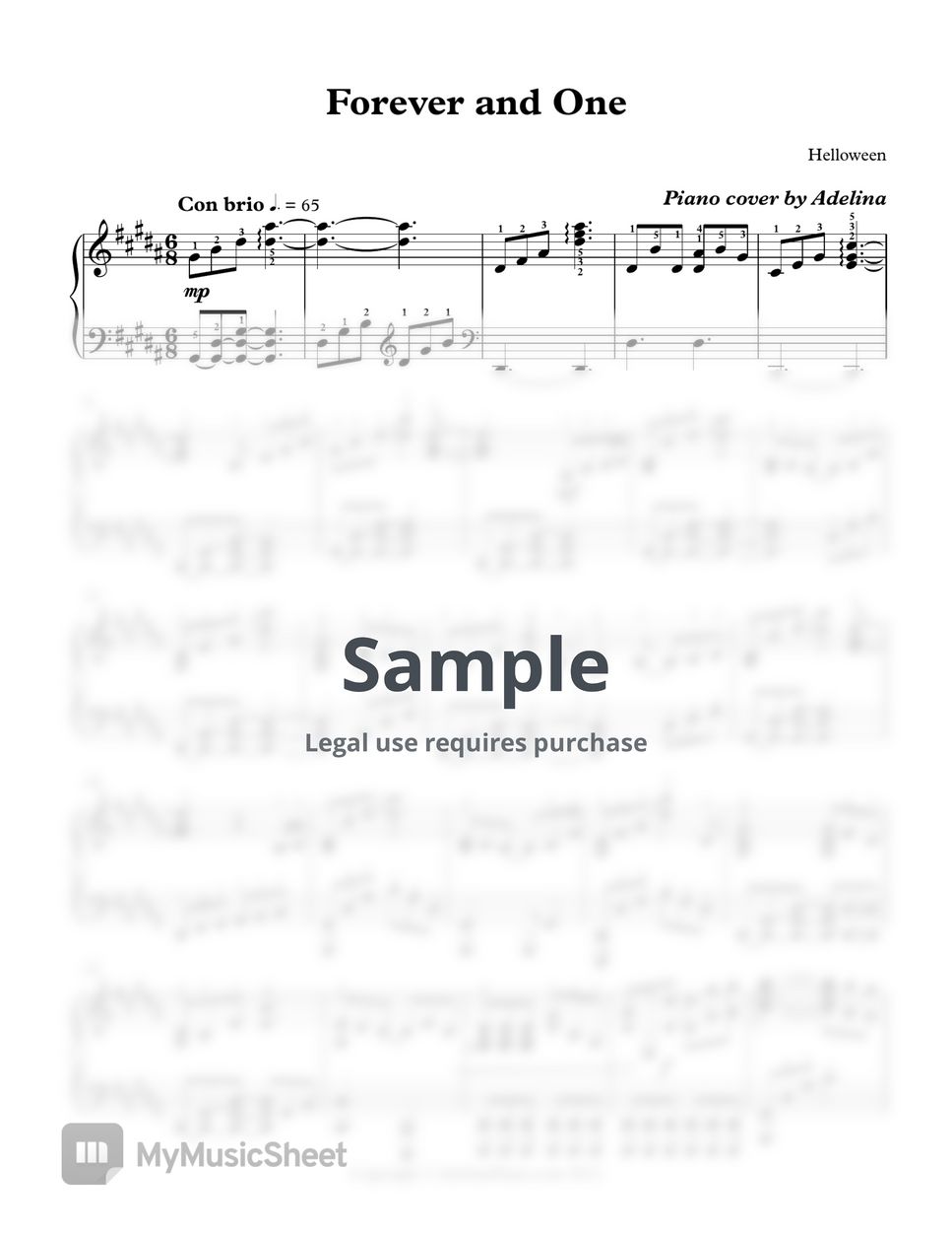 Helloween - Forever And One Sheets by Adelina Piano