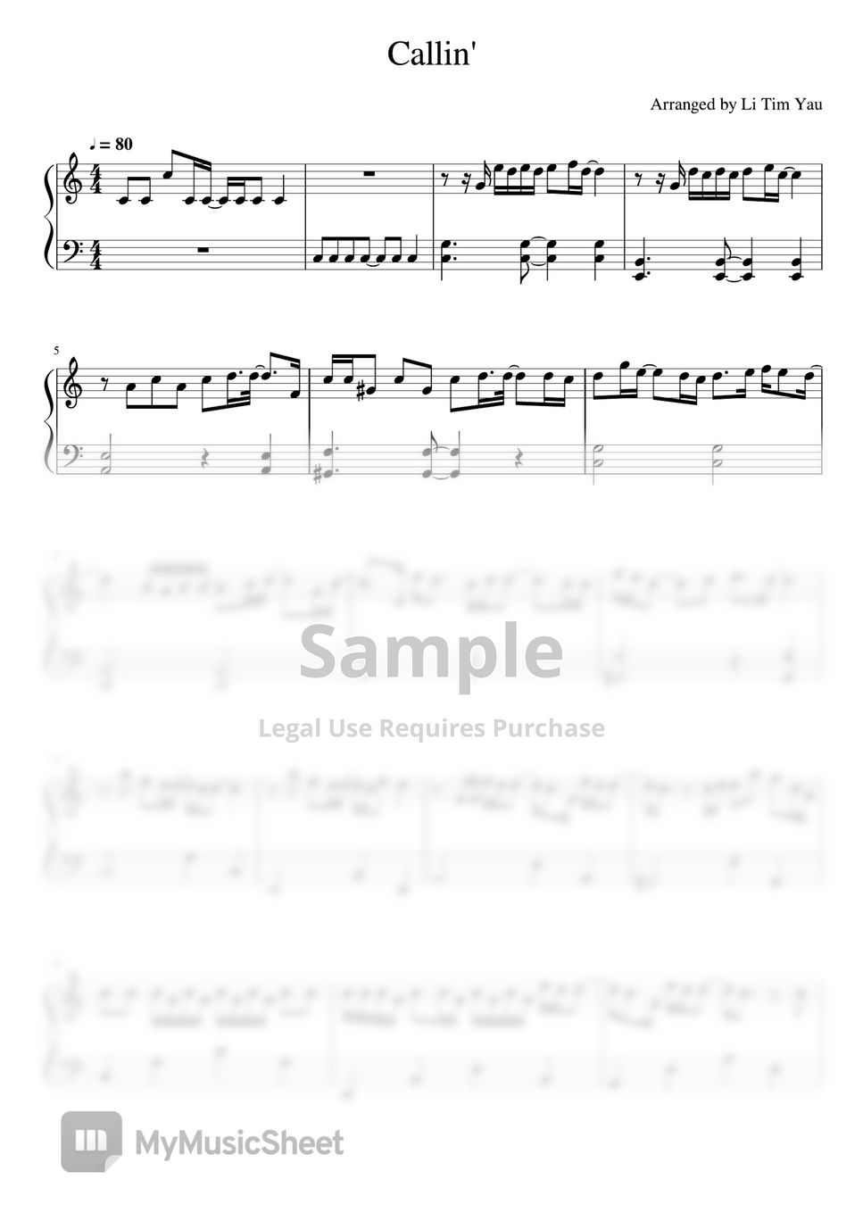 Super Junior (슈퍼주니어) - Callin' (Piano Cover) نوتة by Li Tim Yau