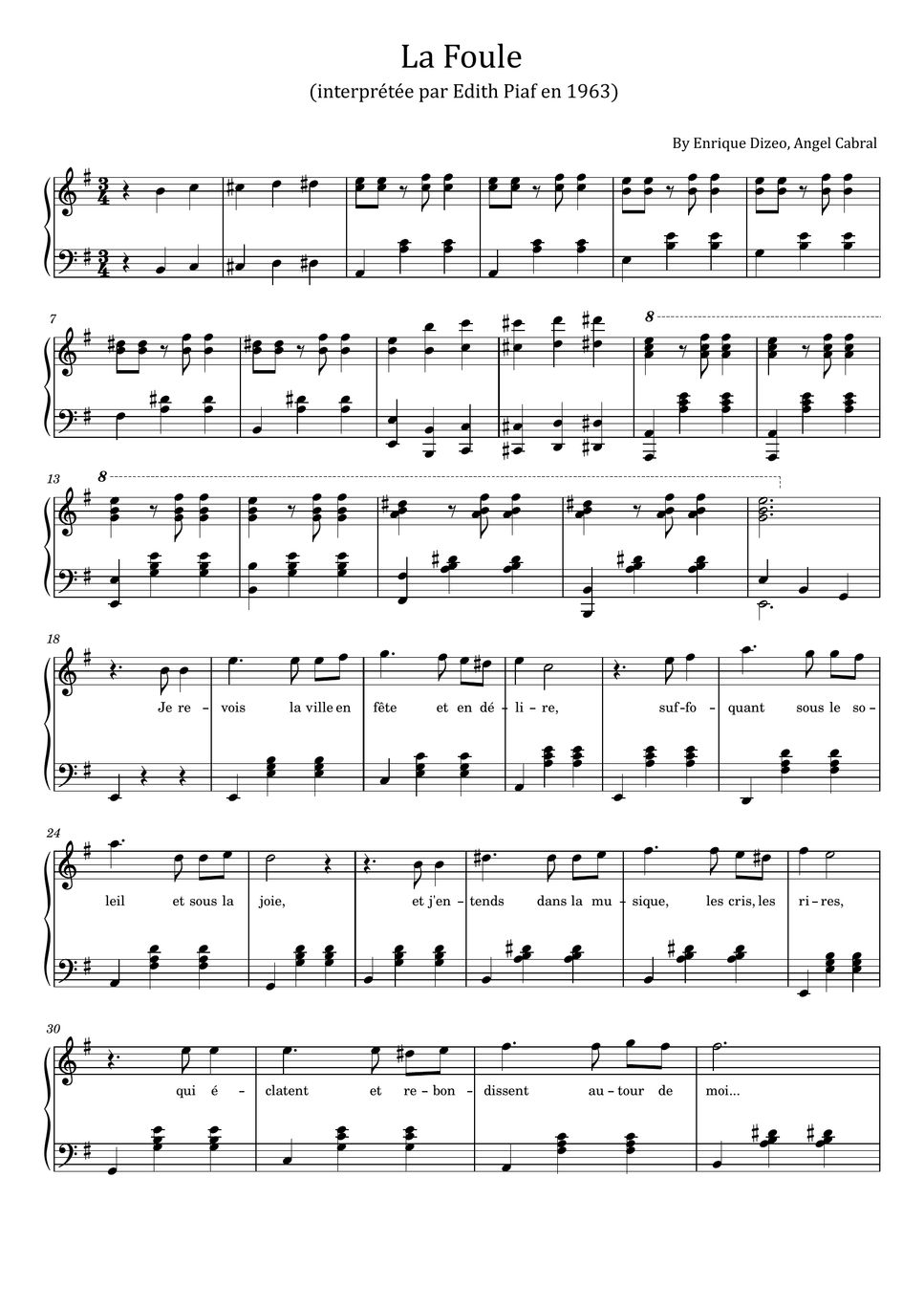 Enrique Dizeo, Angel Cabral - La foule ((interprétée par Edith Piaf en ...