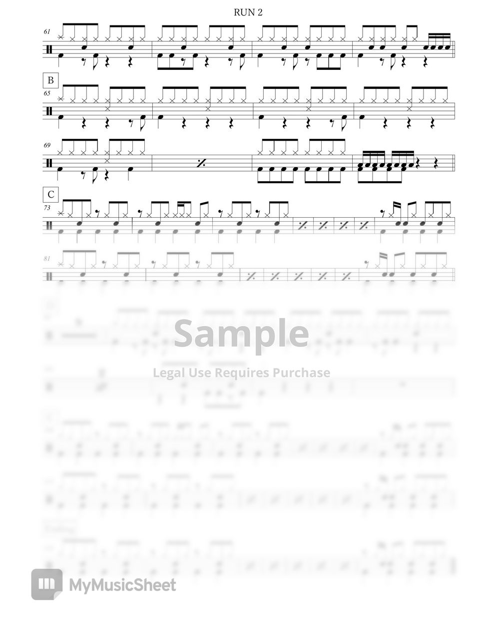 BTS - RUN Sheets by Arkadia Drums