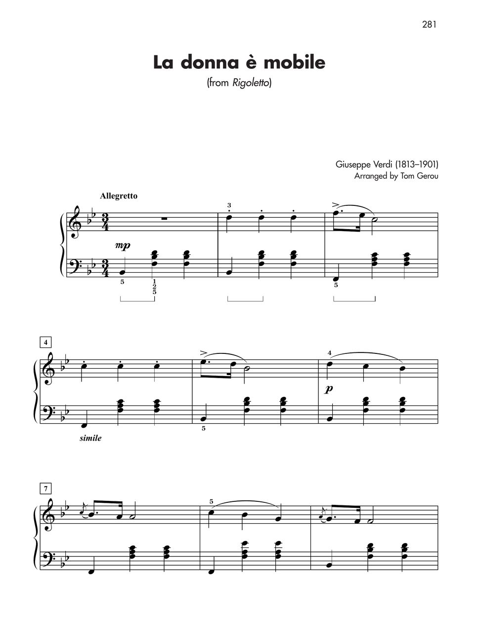 La donna è mobile from Rigoletto Easy Sheet แผ่น by Hemsach