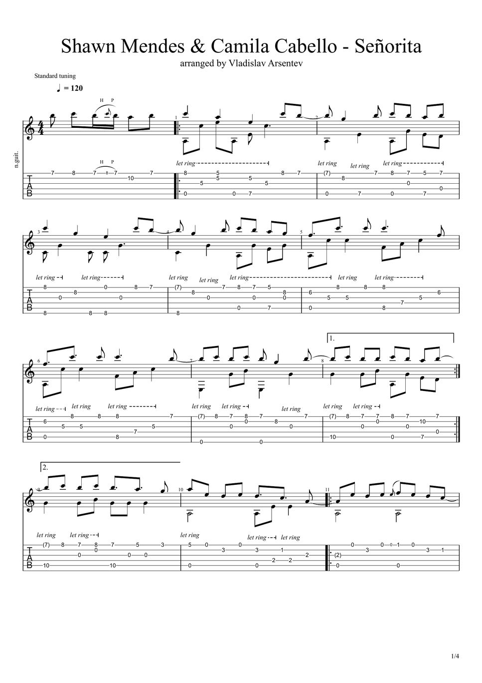 Shawn Mendes Camila Cabello Señorita Sheets By Vladislav Arsentev