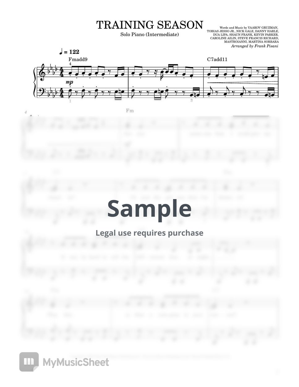 Dua Lipa - Training Season Sheets by frankpisani