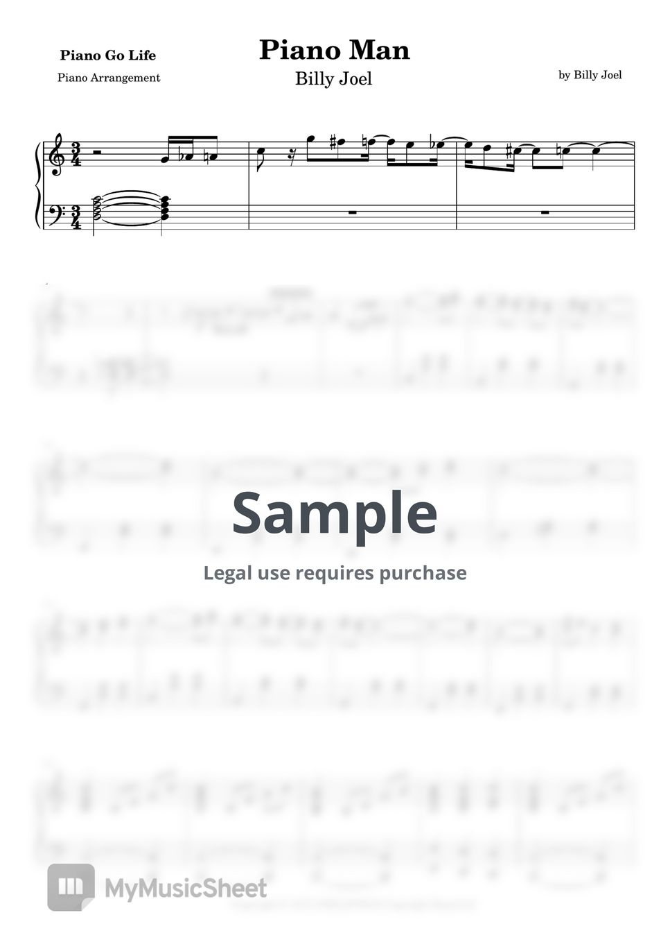 Billy Joel - Piano Man Sheets by Piano Go Life