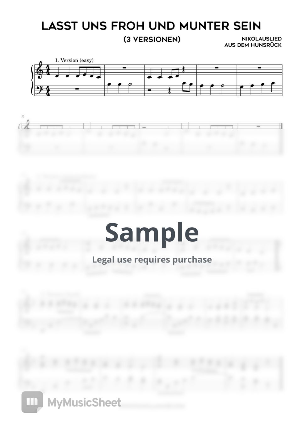 Christmas - Lasst uns froh und munter sein (3 Versionen) Sheet Music by ...