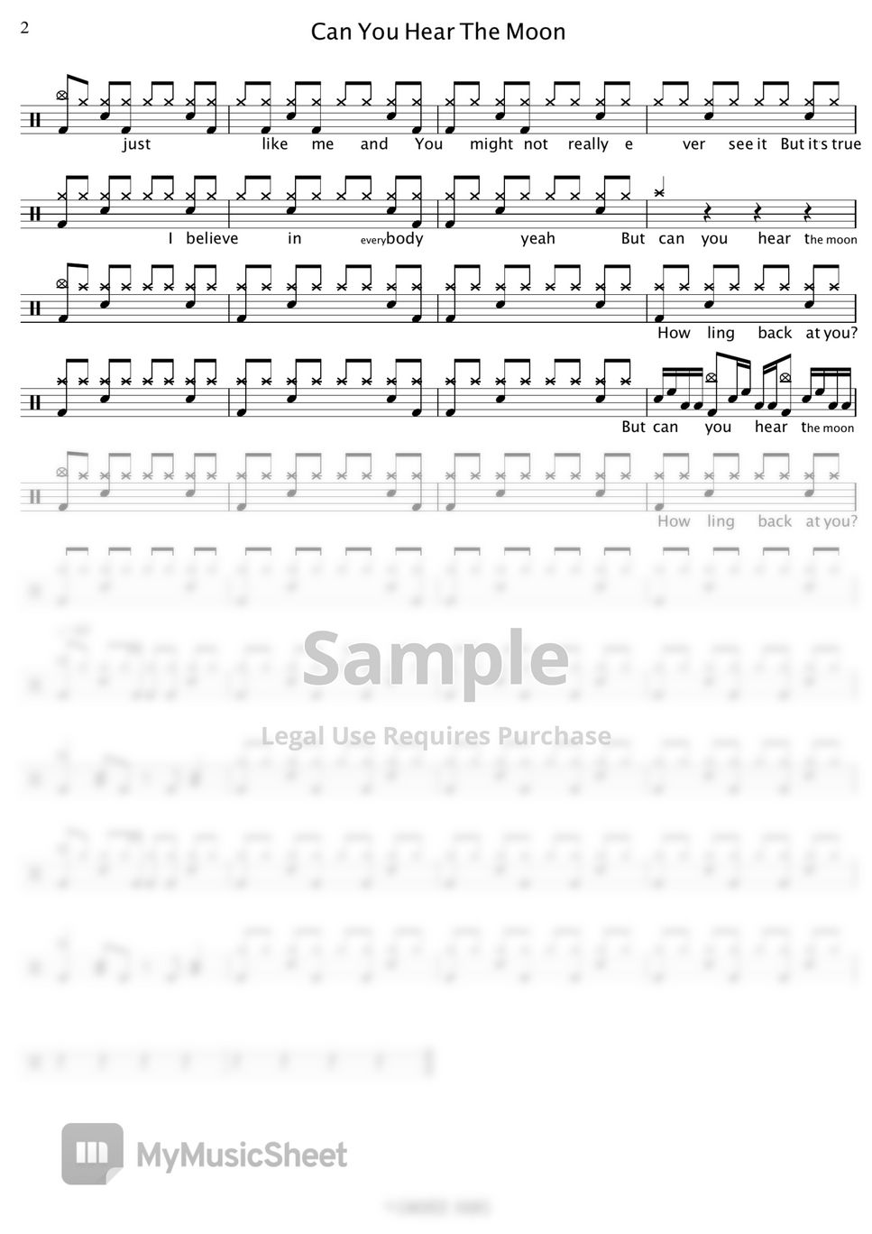 Grady - Can You Hear The Moon Sheets by Gwon's DrumLesson