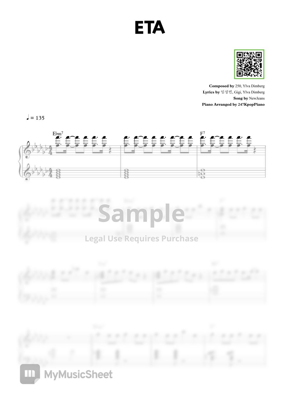 New Jeans - ETA(Original key) نوتة by 247 Kpop Piano