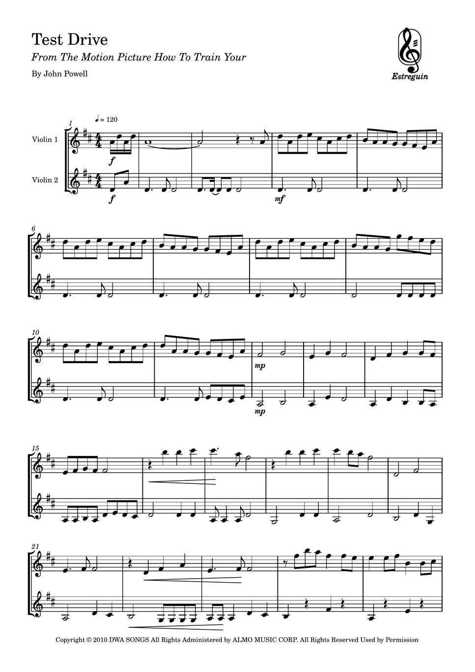 (How to train your Dragon ) John Powell - Test Drive (Violin Duet ...