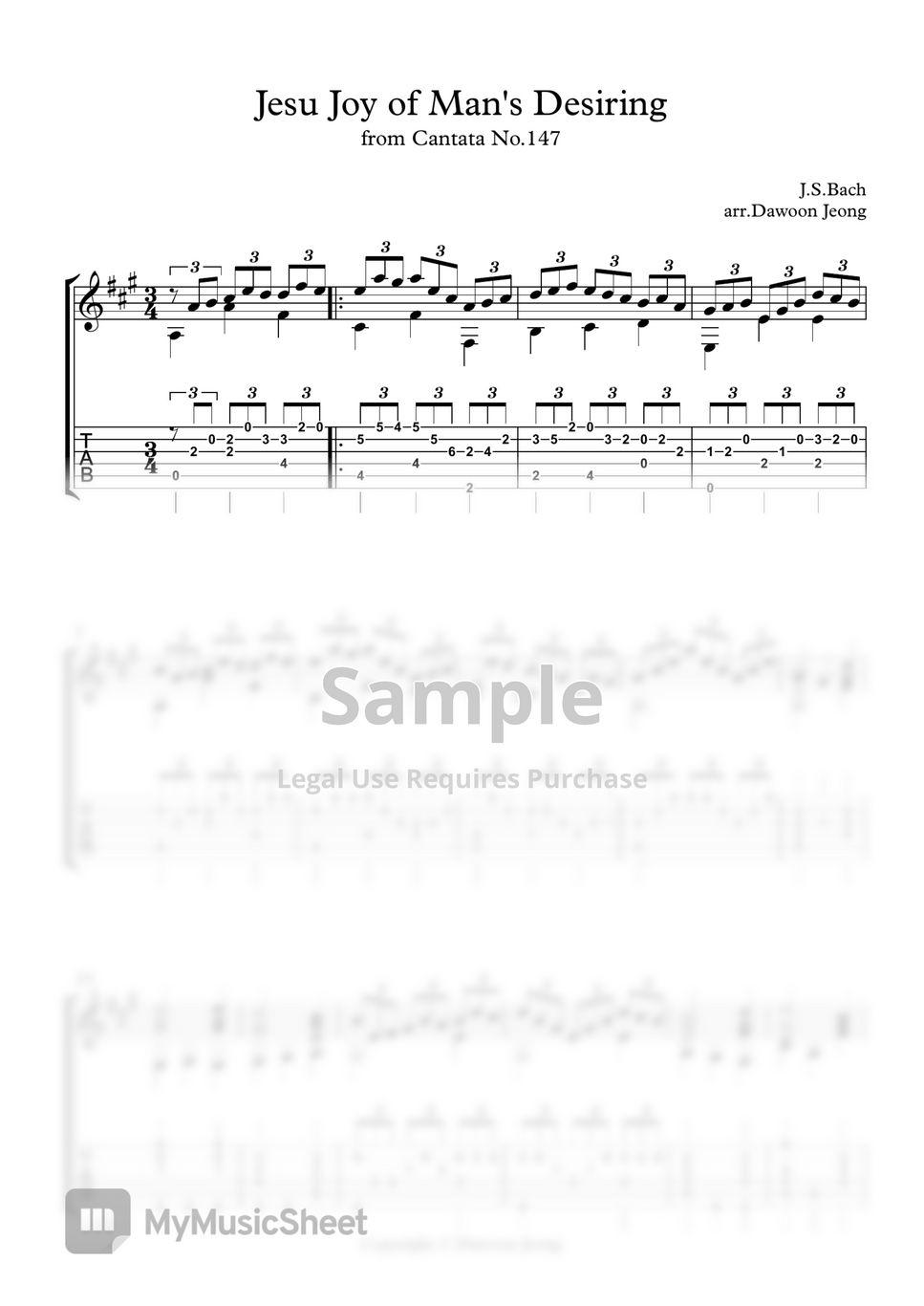 J.S.Bach - Jesu, Joy of Man's Desiring (Classical guitar cover) Sheets ...