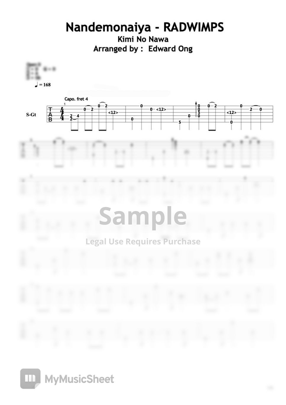 RADWIMPS - Nandemonaiya Sheet Music by Edward Ong