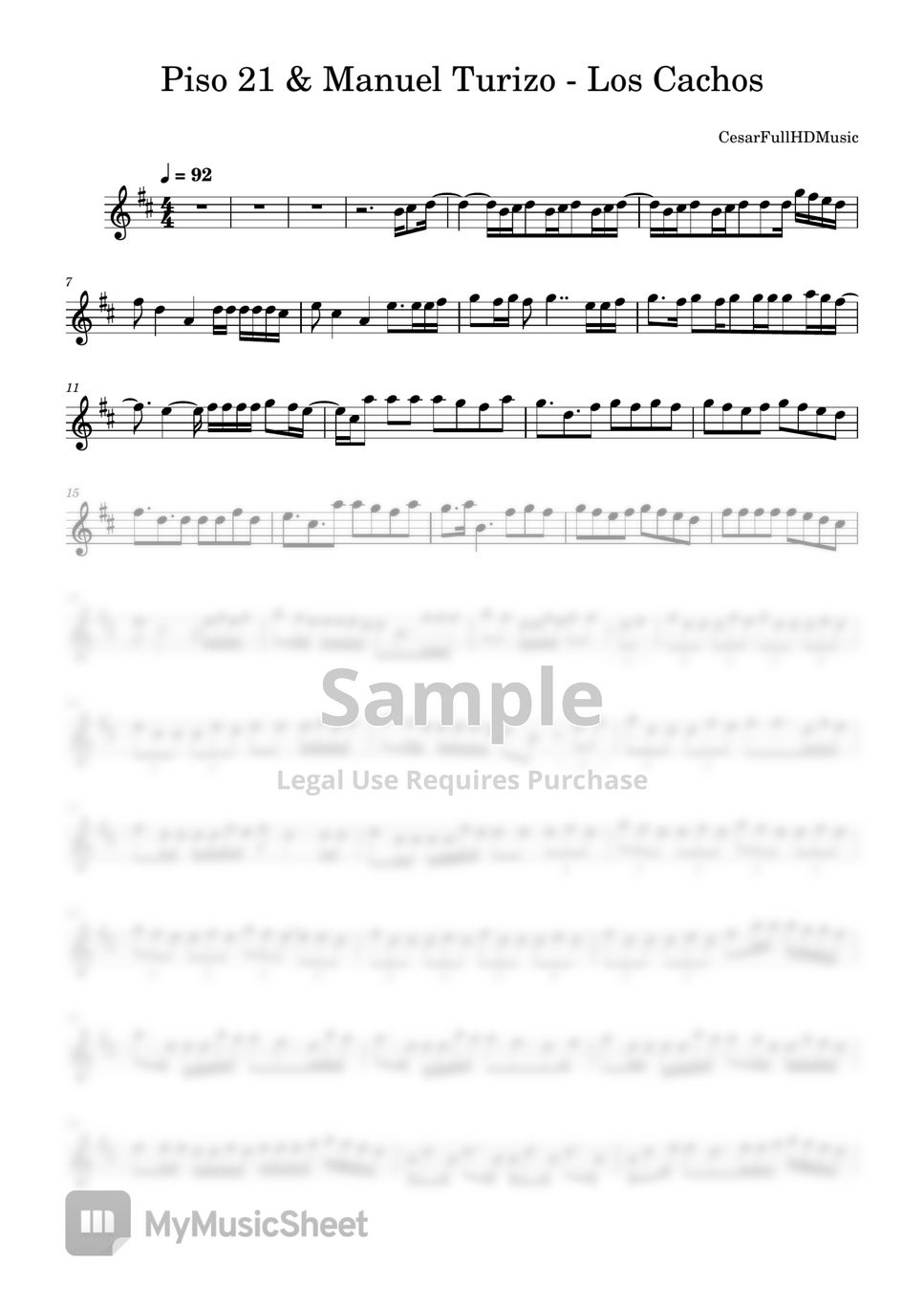 Piso 21 & Manuel Turizo - Los Cachos Sheet Music