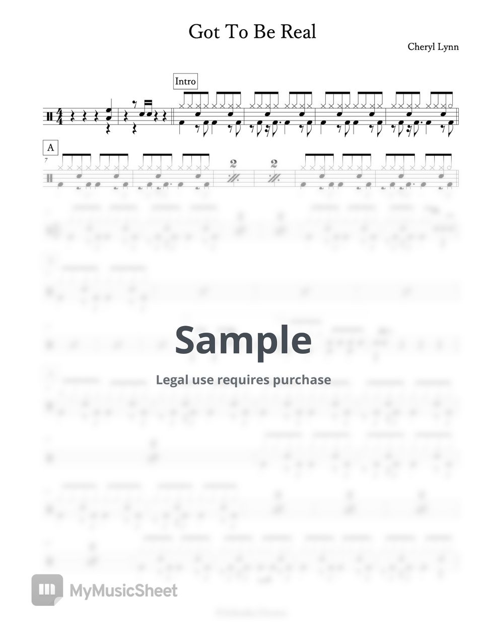 Cheryl Lynn - Got To Be Real Sheets by Arkadia Drums