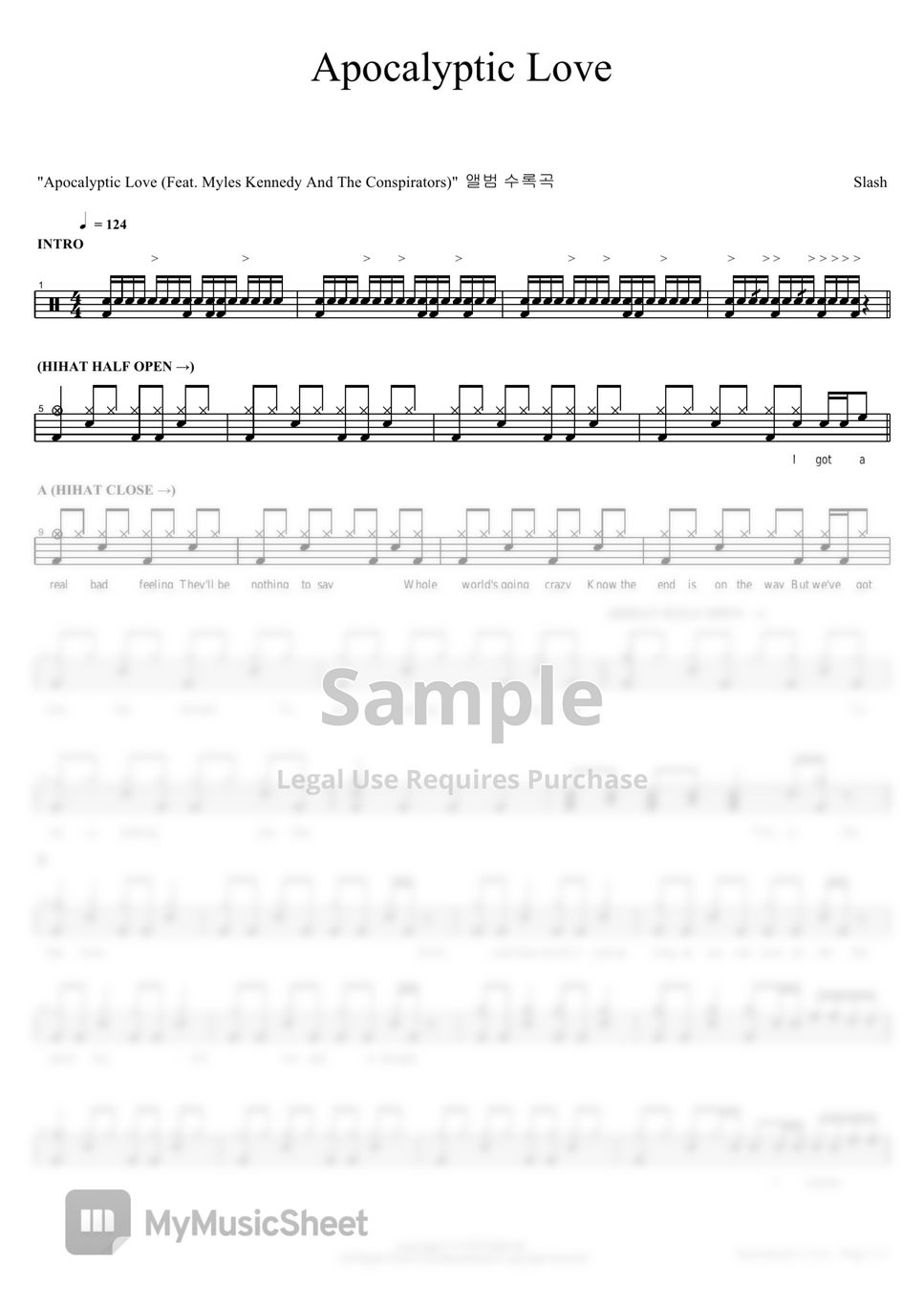 Slash - Apocalyptic Love 악보 by COPYDRUM
