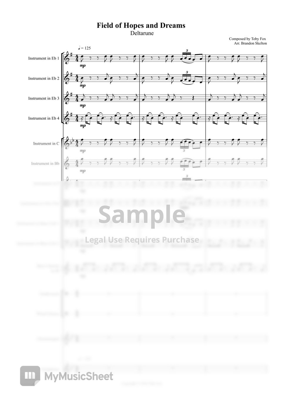 Toby Fox - Field of Hopes and Dreams (Full Score) Sheet Music by Brandon Skelton