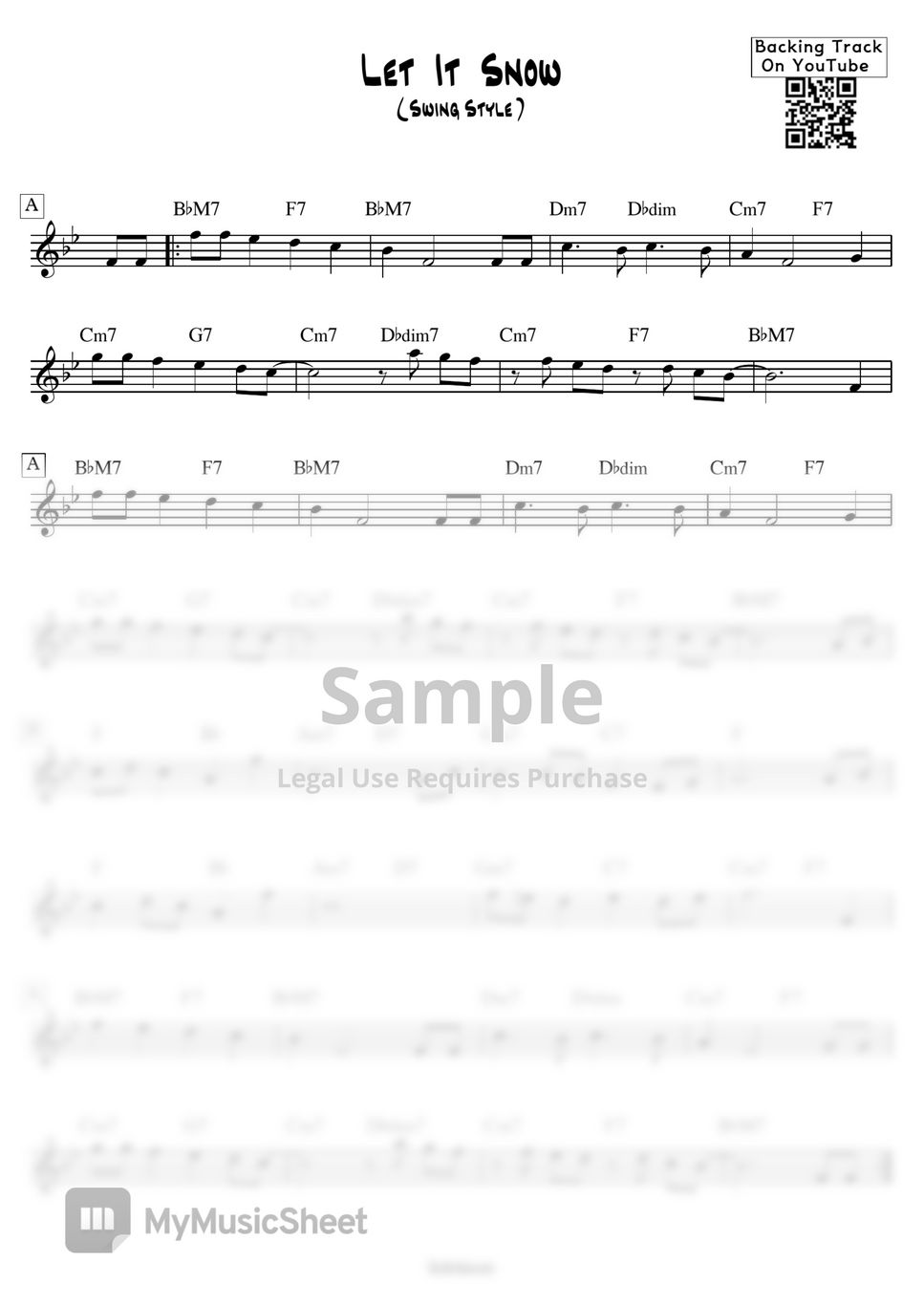 Carol - Let It Snow (Bb Key) Jazz Backing Track Sheets by BaBoSound