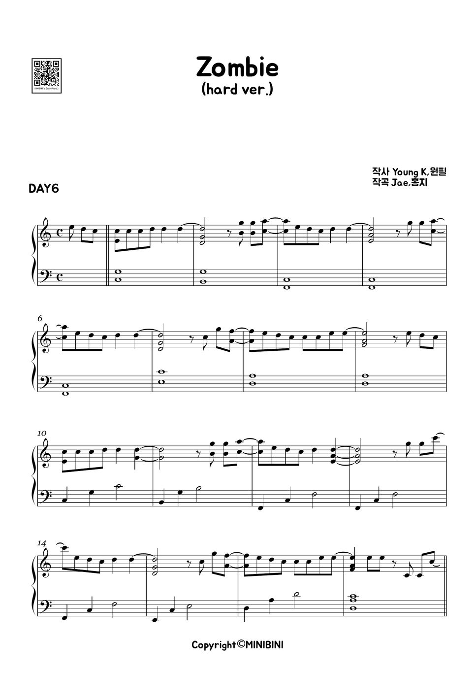 DAY6 (데이식스) - Zombie (Hard Version) Sheet by MINIBINI
