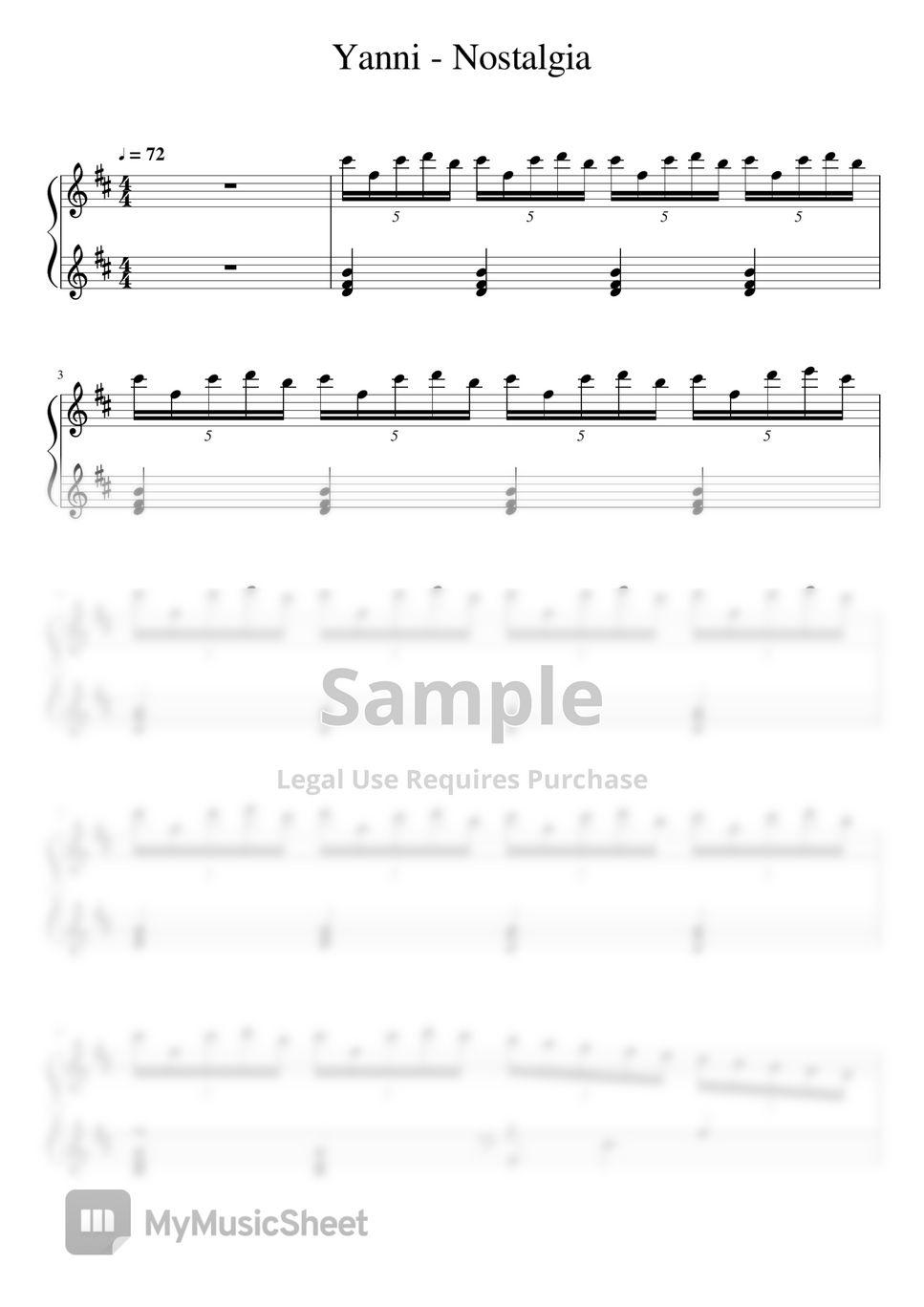 Yanni - Nostalgia Partitura by Sormusic5