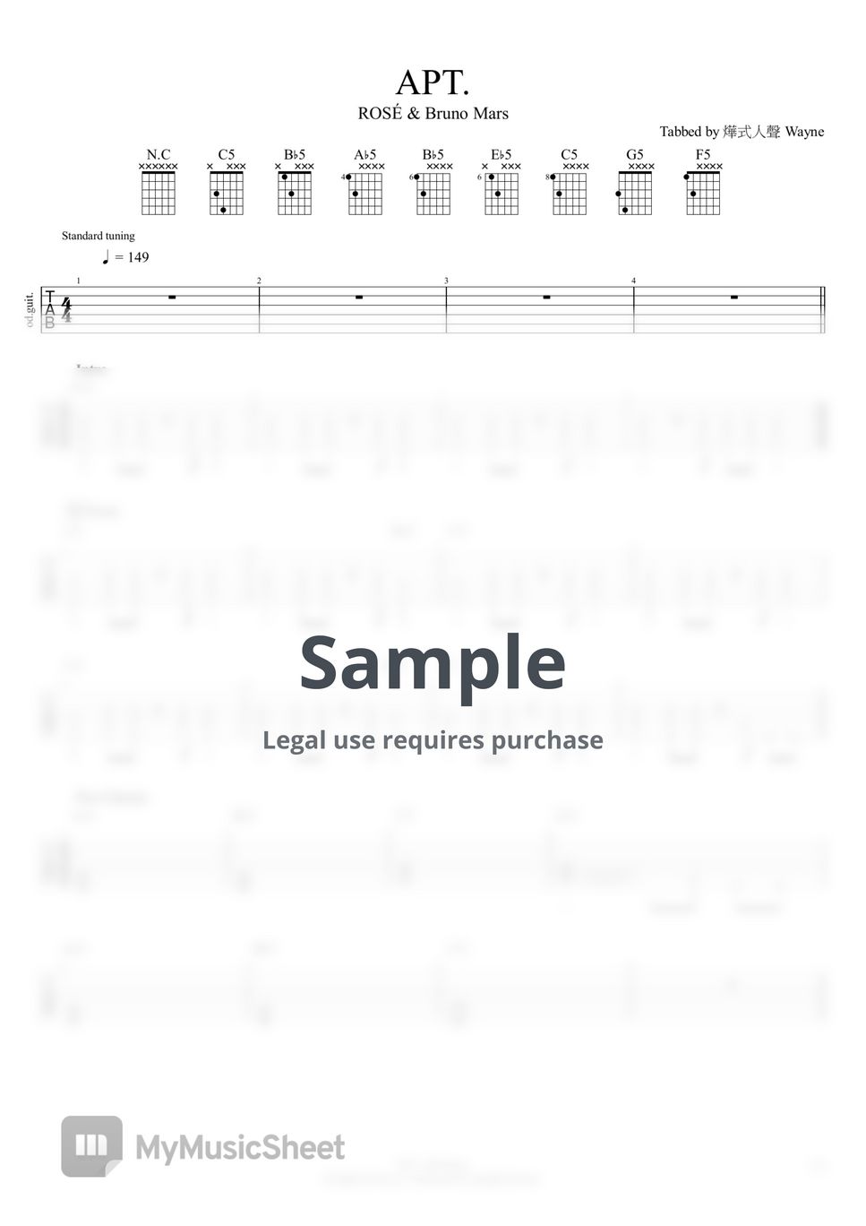 ROSÉ & Bruno Mars - APT. Sheets by 燁式人聲 Wayne