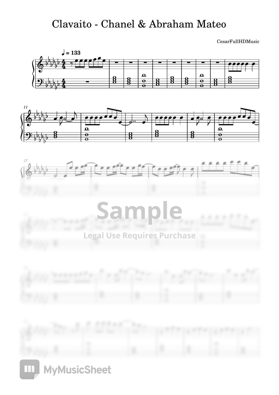 Chanel & Abraham Mateo - Clavaito Partition musicale
