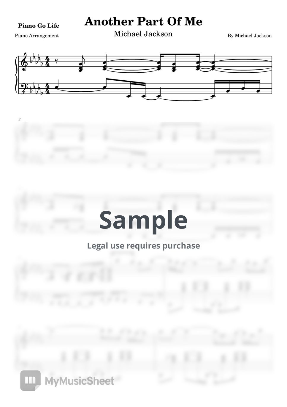 Michael Jackson - Another Part of Me 악보 by Piano Go Life