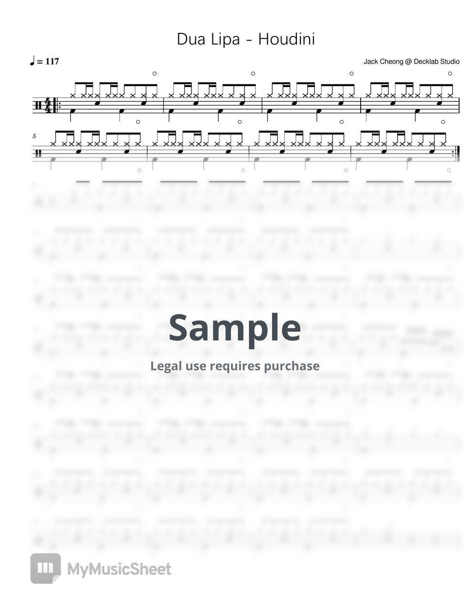 Dua Lipa - Houdini (Drum) Sheet Music by Jack