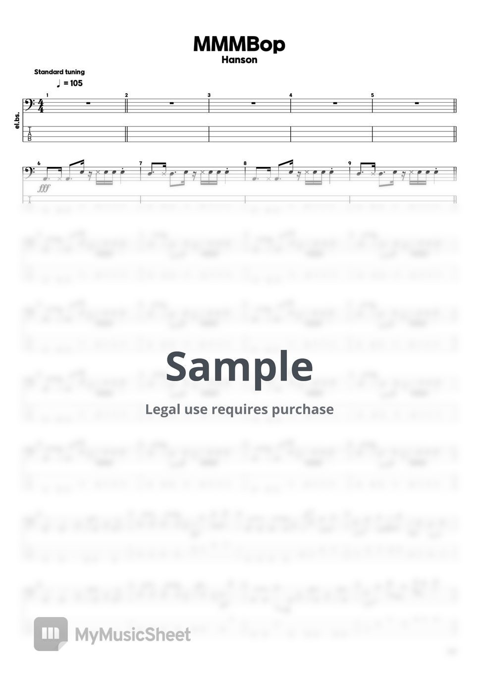 Hanson - MMMBop Tab + 단선 악보 by BassBlur