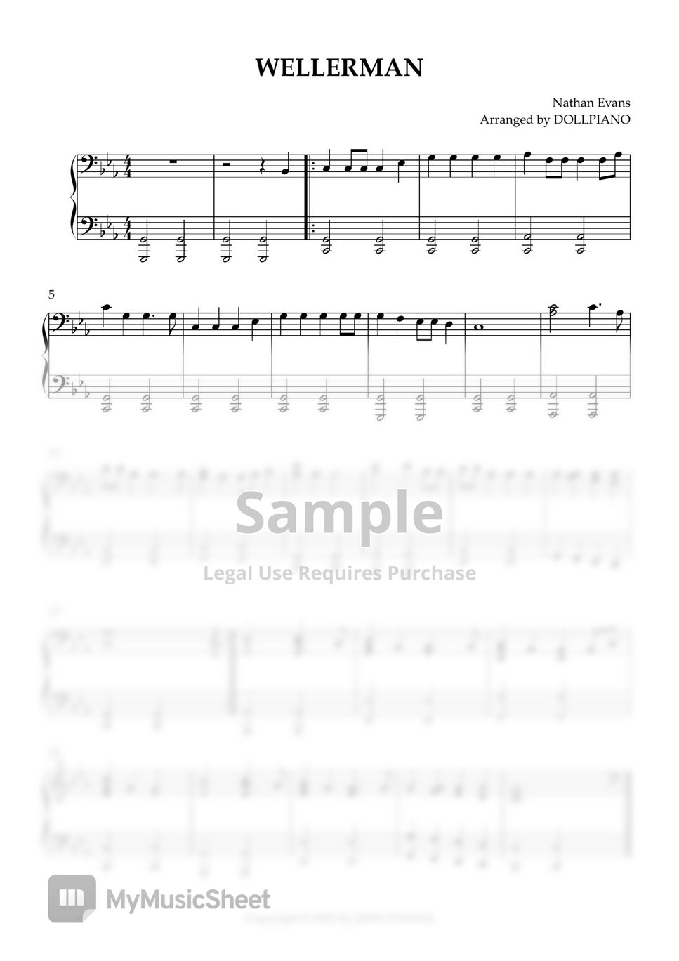 Wellerman (원키 (c minor)) Sheet Music by DOLLPIANO